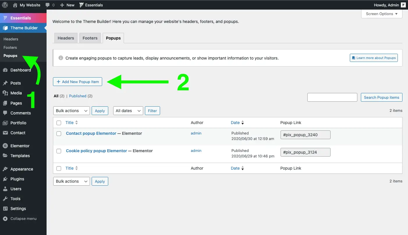 How to create and edit Popups - Essentials Knowledge base