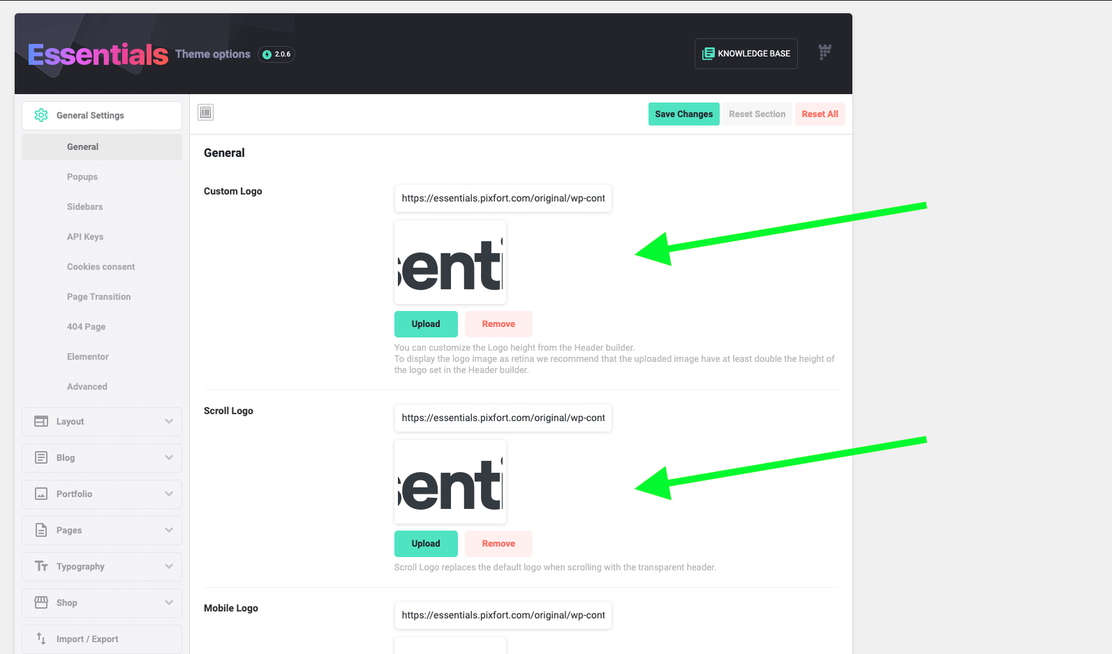 How to add or change website logo - Essentials Knowledge base
